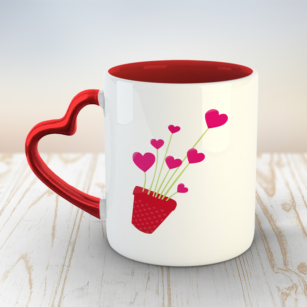 Coffee Mug Heart Flowers Plant Holidays and Occasions Valentins Day Tea ...