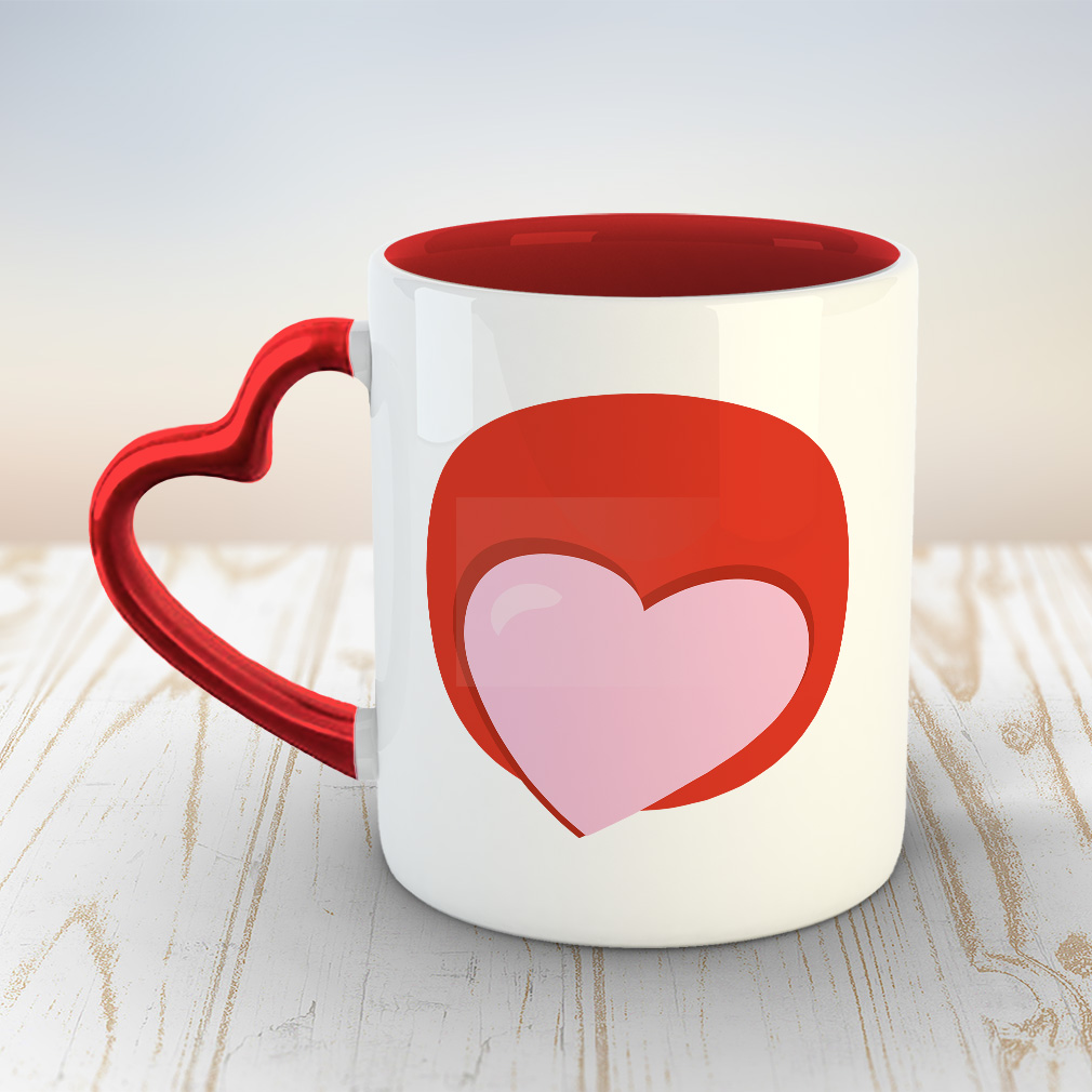 Ceramic Coffee Mug Halloween Heart Red Light Pink Valentins Day Tea Cup ...